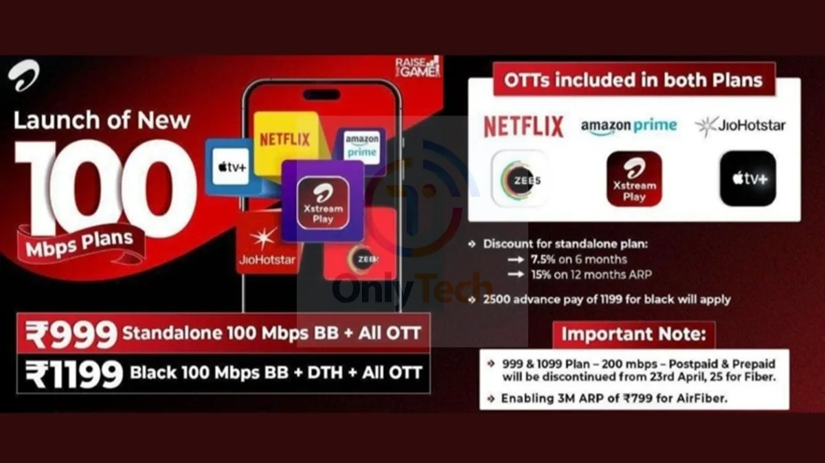 Airtel 100 Mbps Xstream Fiber Plans | Know Price & Benefits